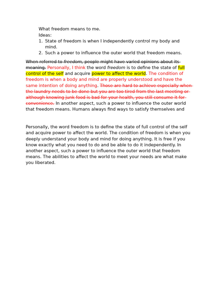 What Freedom Means To Me | PDF