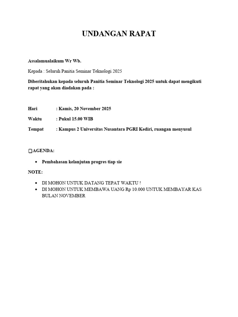 Undangan Rapat | PDF