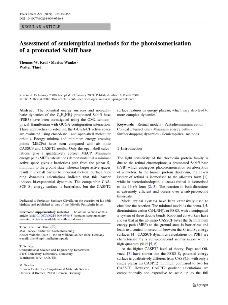 Assessment of Semiempirical Methods For The Photoisomerisation of A ...