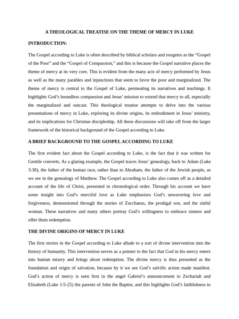 The Theme of Mercy in Luke | PDF | Jesus | Mercy