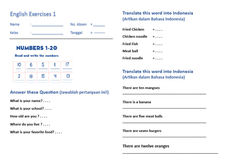 English Exercises 1 | PDF