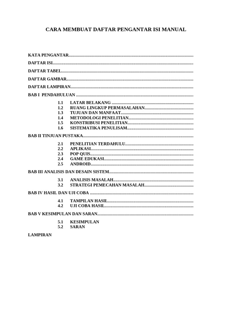 Panduan Membuat Daftar Isi Manual | PDF