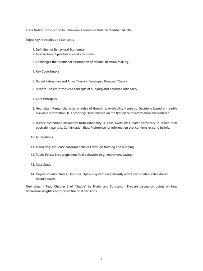 Introduction To Behavioral Economics | PDF