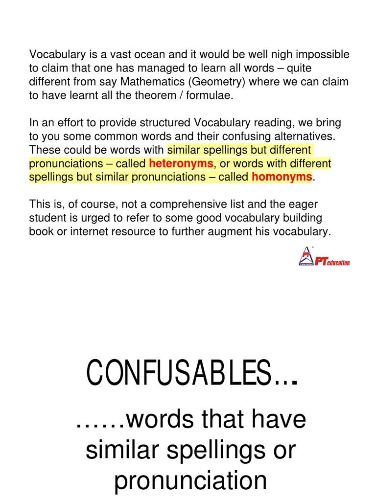 Confusables | PDF | Languages