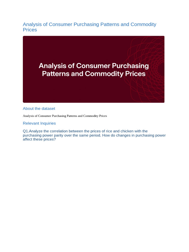 Analysis of Consumer Purchasing Patterns and Commodity Prices | PDF ...