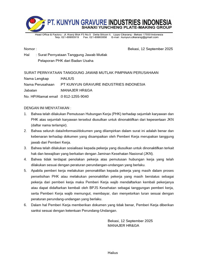 Format Dokumen Pengajuan Nonaktif PHK Terbaru Perpres 59 2024-Abdul ...