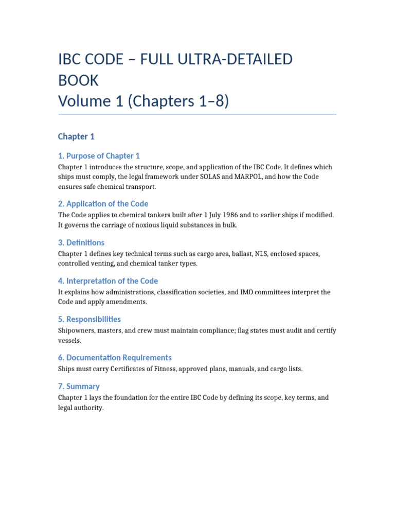 IBC Code Overview: Chapters 1-8 Guide | PDF | Ships | Pump