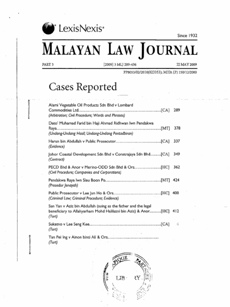 Alami Vegetable Oil Products SDN BHD V Lombard Commodities LTD (2009) 3 ...