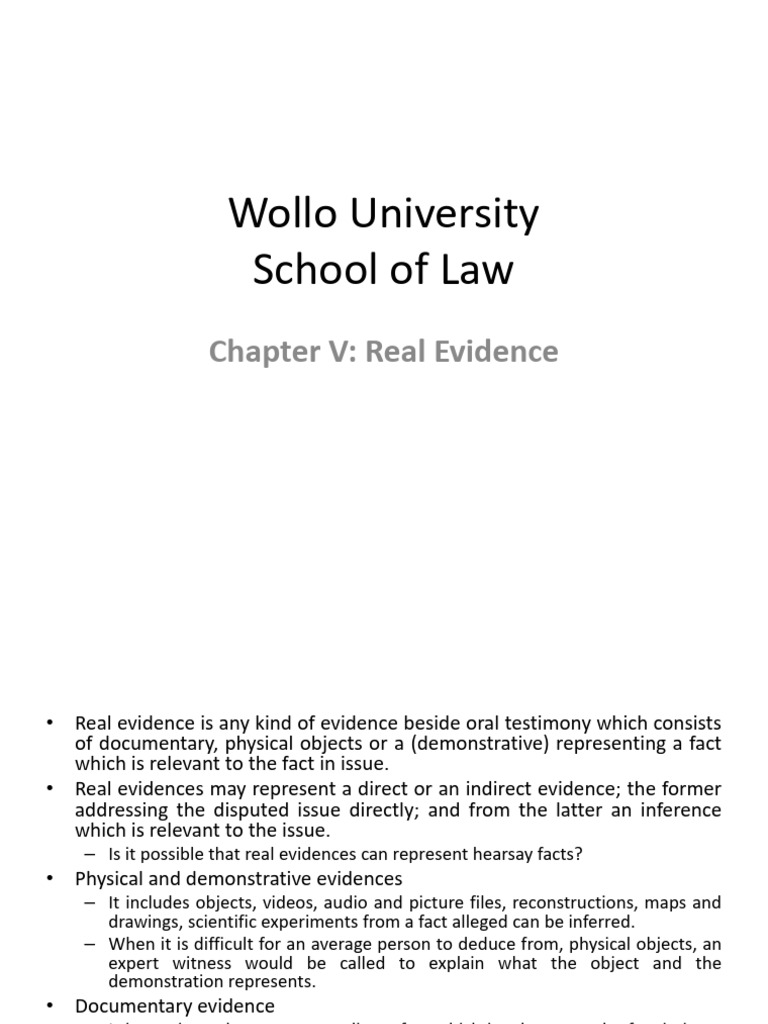 Lecturenote - 247619766chapetr V Real Evidence (Autosaved) | PDF ...