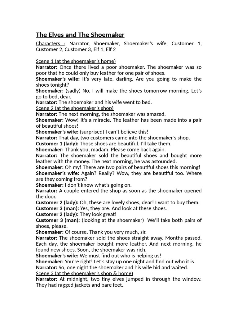Elves and The Shoemaker | PDF | Elves | Shoe