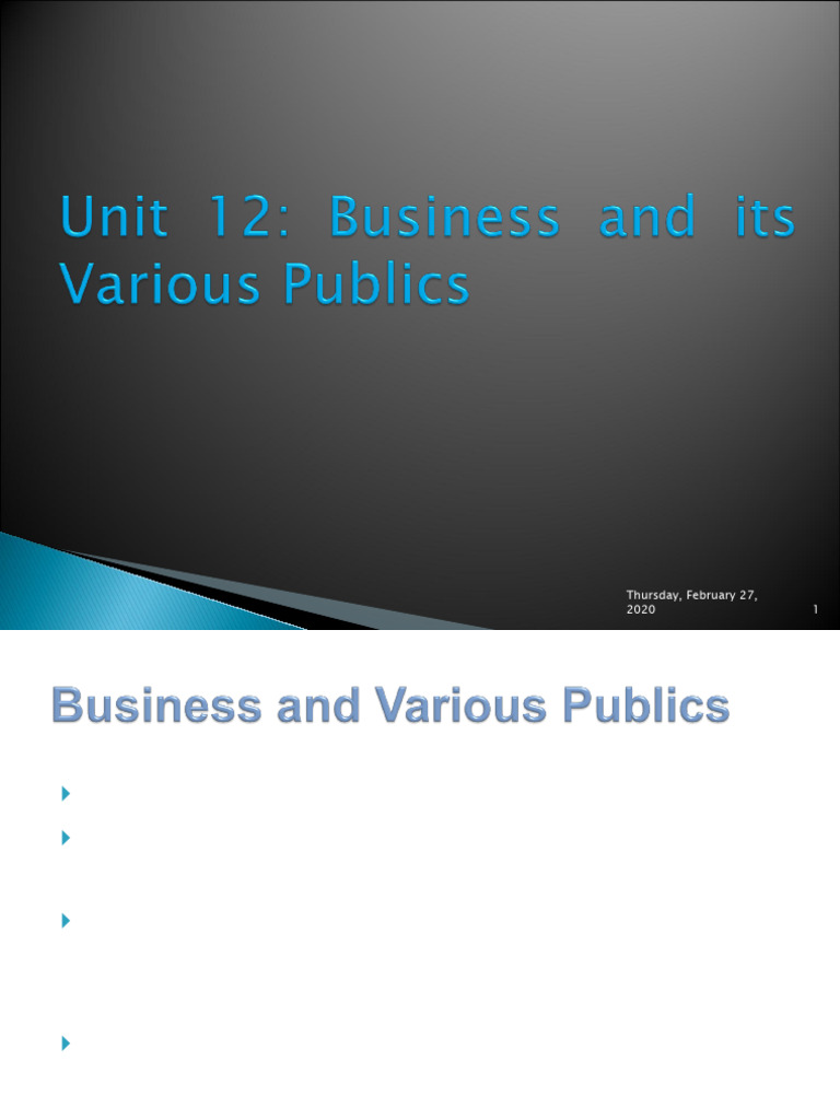 Units 12 Stakeholders and Business | PDF | Stakeholder (Corporate ...