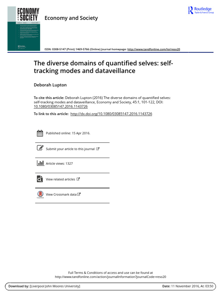 The Diverse Domains of Quantified Selves - Self-Tracking Modes and ...