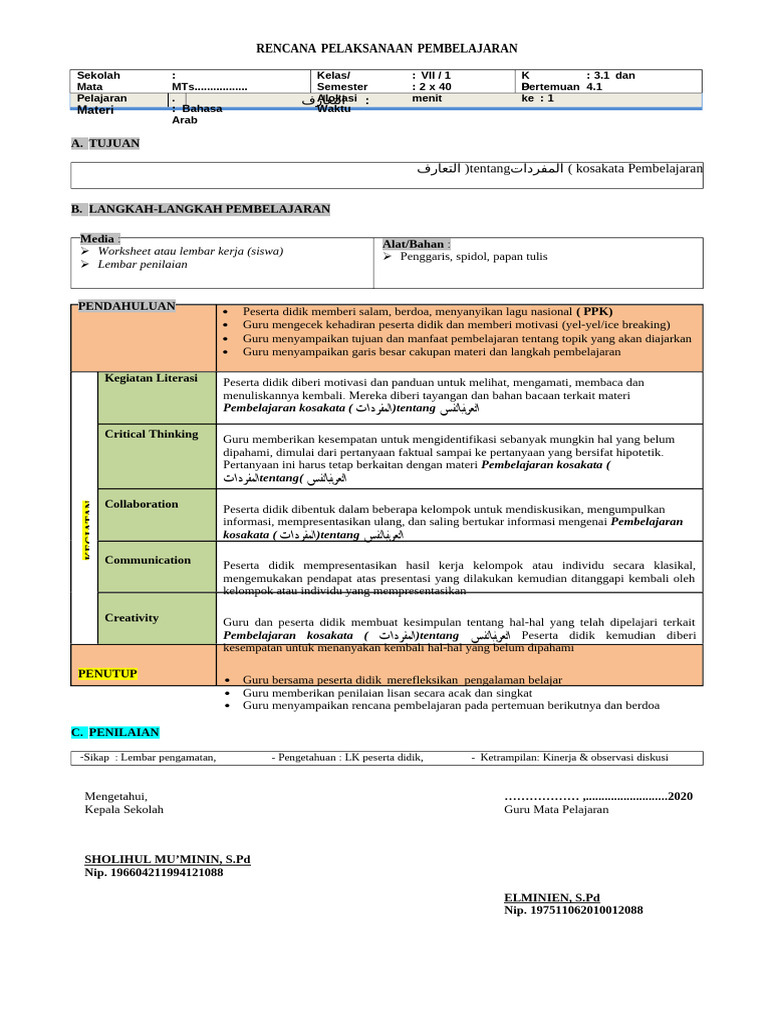 Contoh RPP Word | PDF