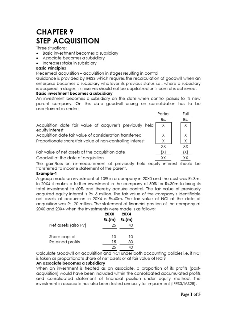 Step Acquisition and Goodwill Calculation | PDF | Goodwill (Accounting ...