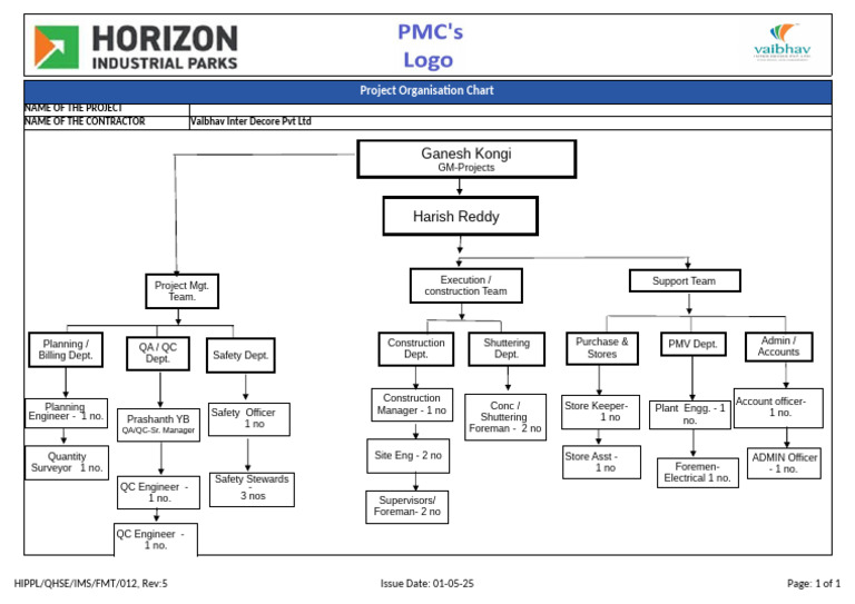 Project Organisation Chart Overview | PDF