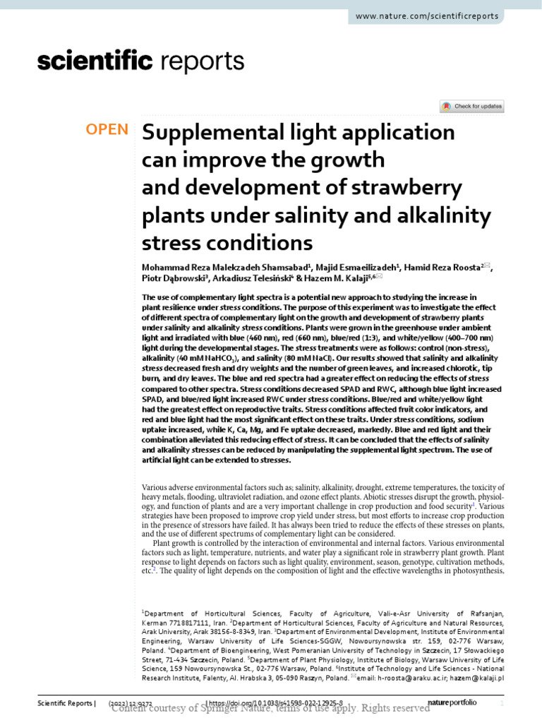 Supplemental Light Application Can Improve the Gro | PDF | Carotenoid ...