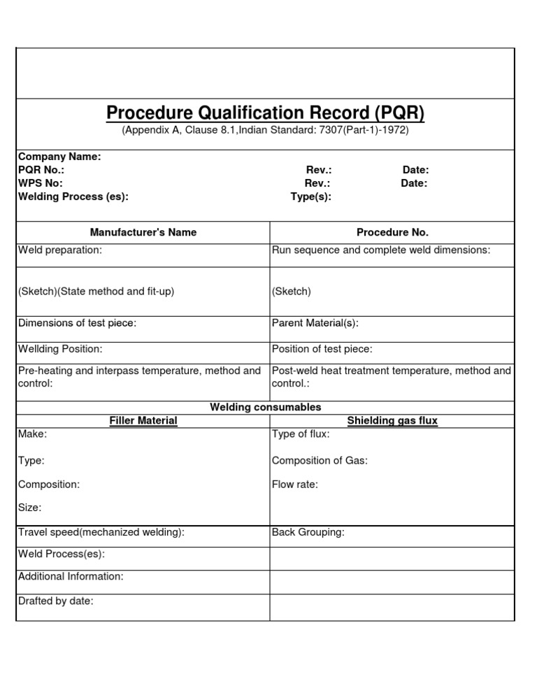 PQR for IS 7307 Part 1 Welding | PDF