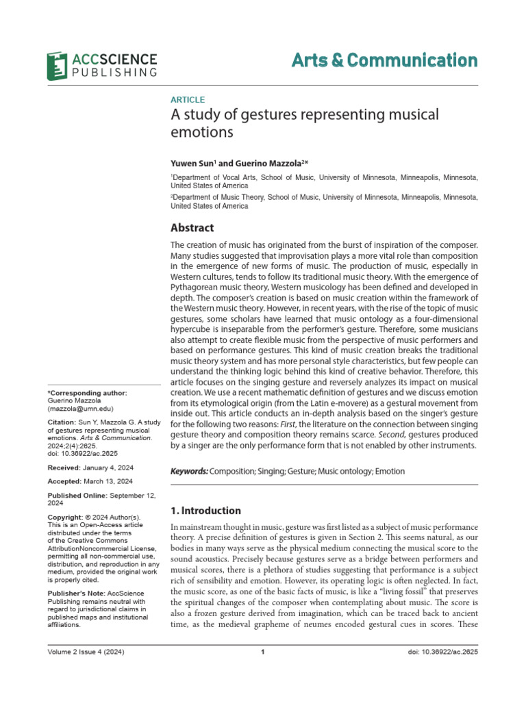 Musical Emotions through Singing Gestures | PDF | Emotions | Music Theory