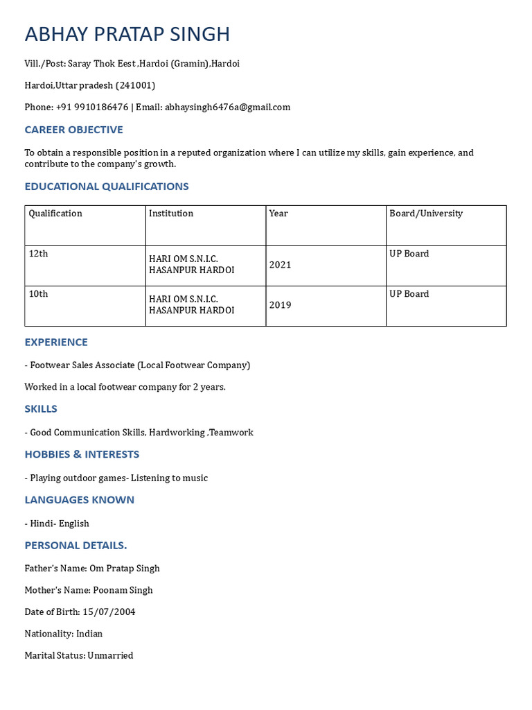 Vijay Pratap Singh CV - Docx 20251028 143516 0000 | PDF