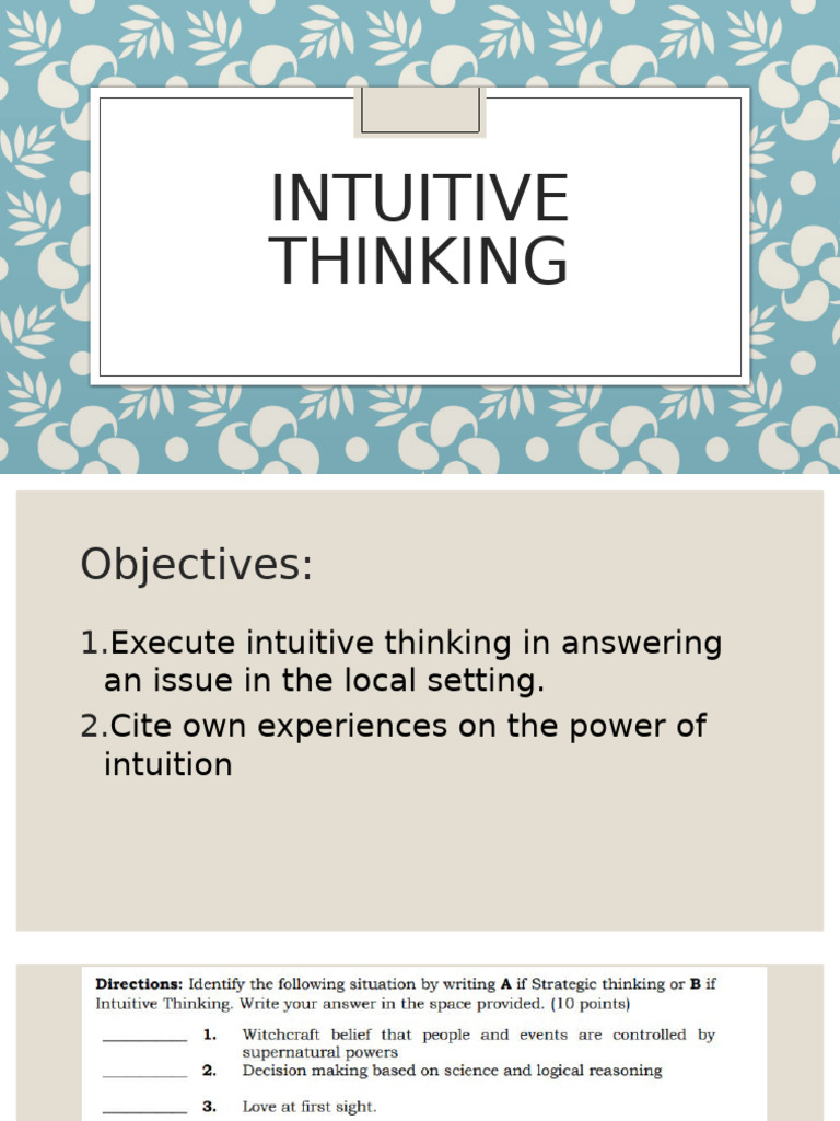 Mastering Intuitive Thinking Skills | PDF | Intuition | Psychological ...