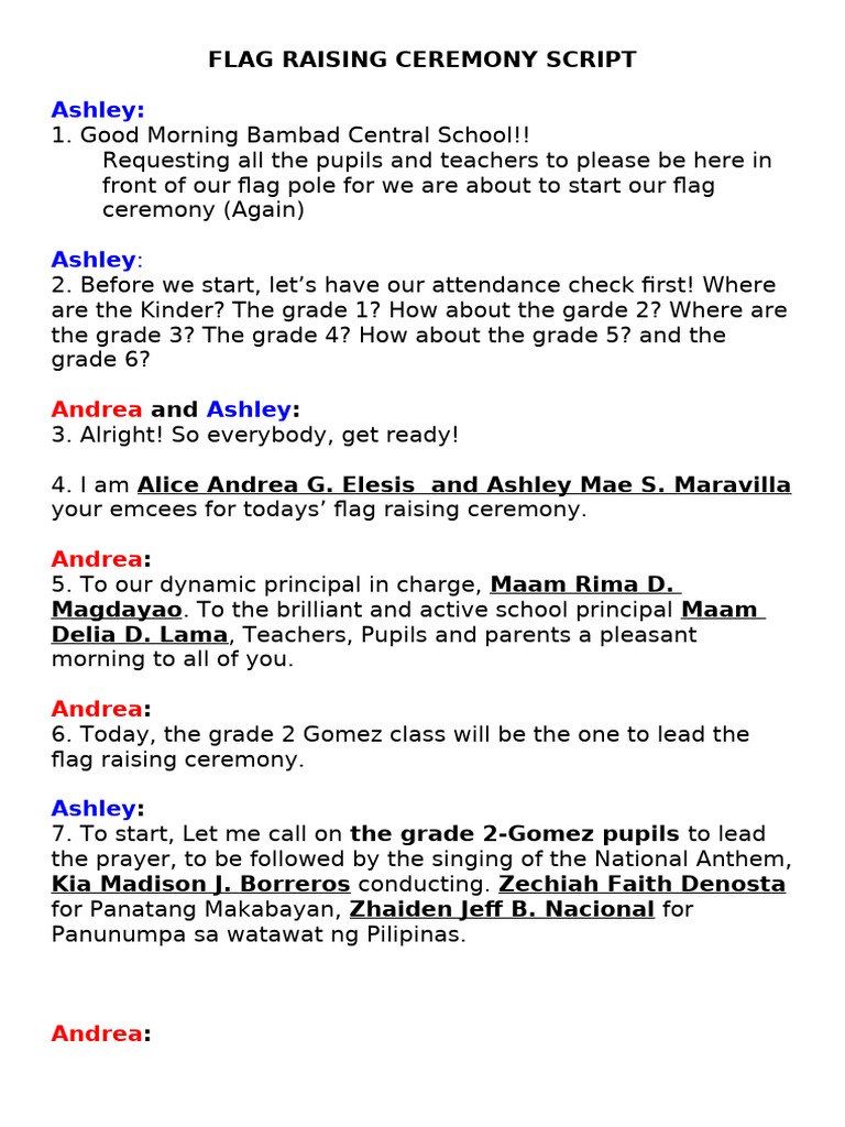 Flag Raising Ceremony Script | PDF