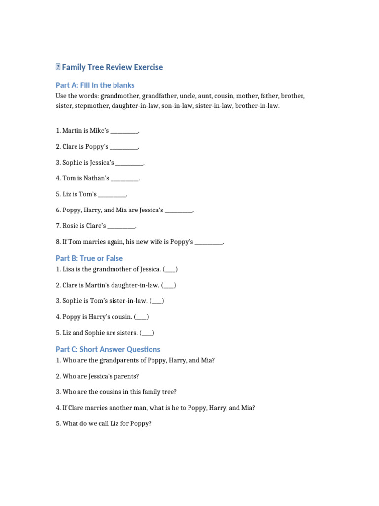Family Tree Exercise | PDF