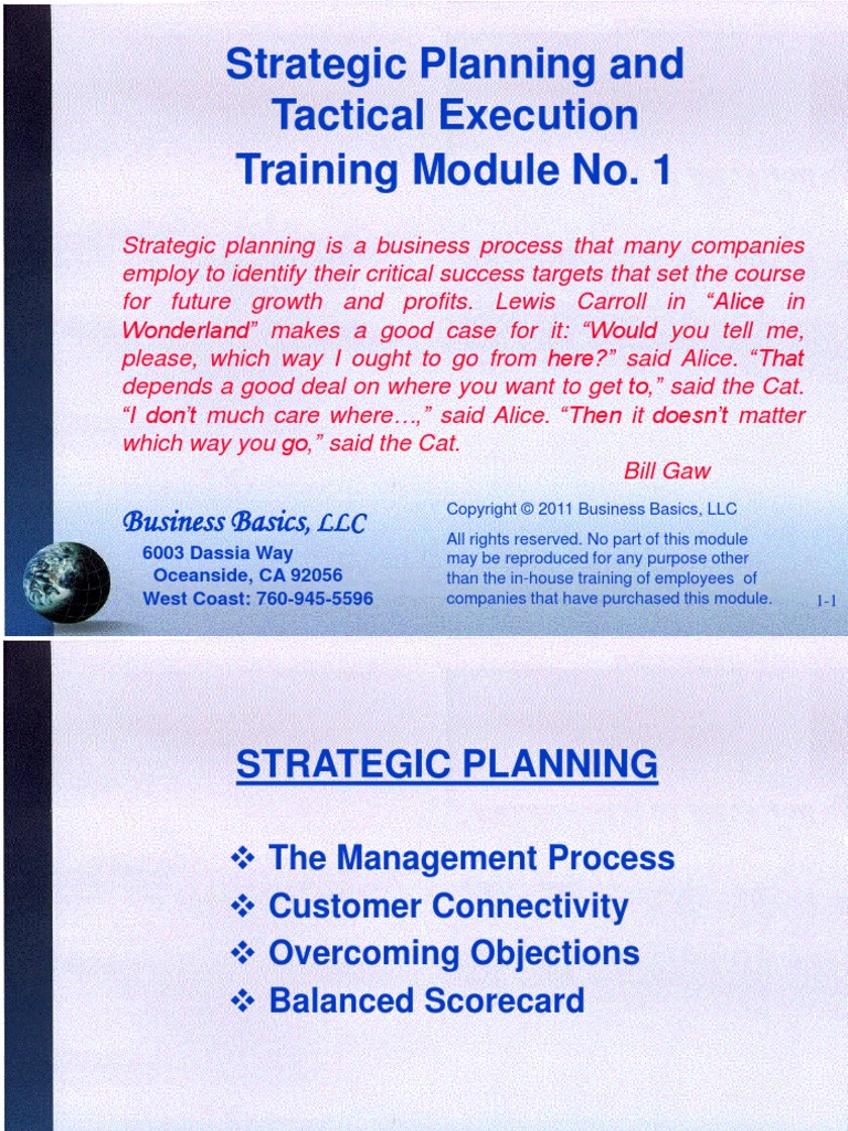 Strategic Planning and Tactical Execution Training Module No. 1 | PDF ...