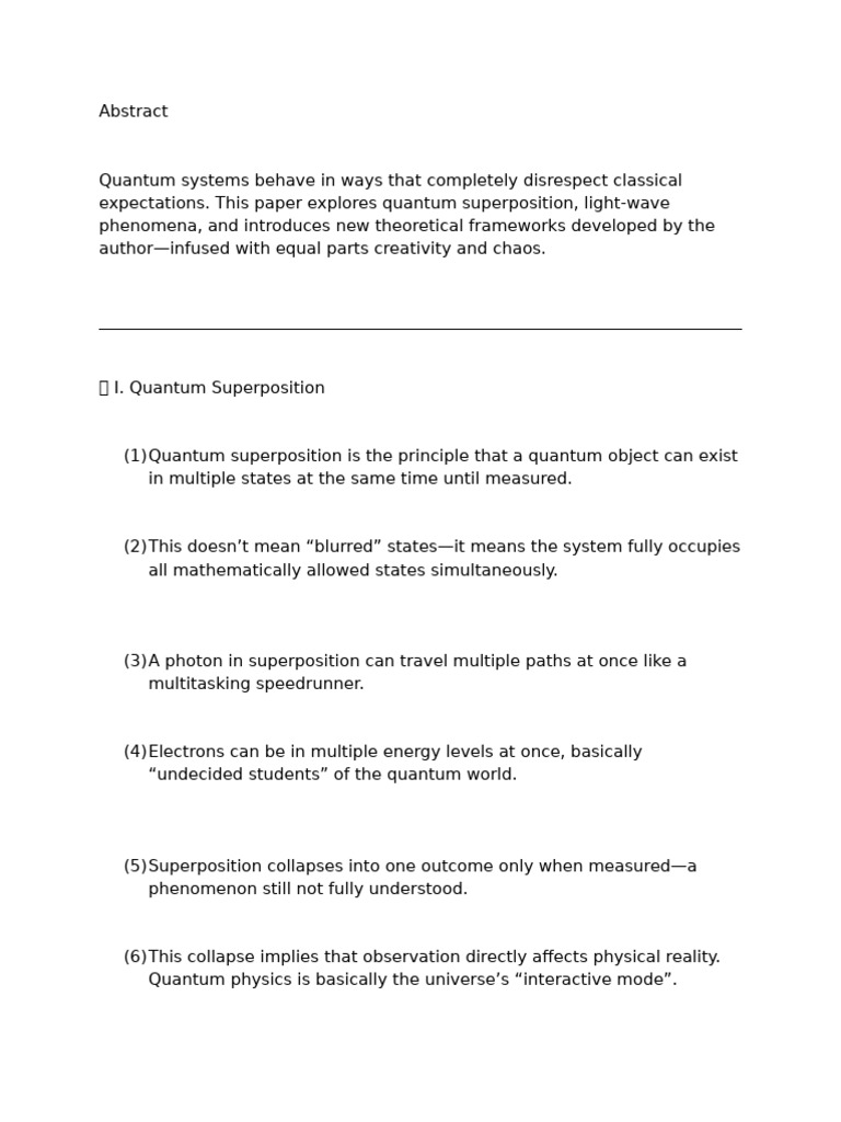 Quantum Superposition and It's Weirdness and My Theory | PDF | Light | Photon
