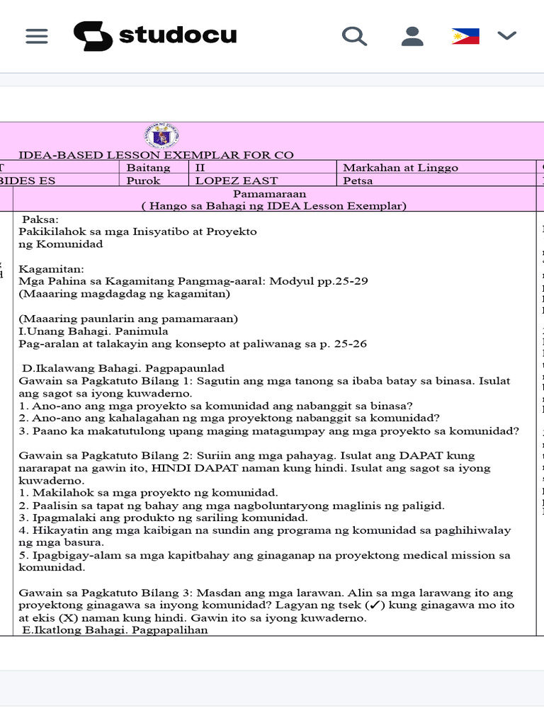 Araling Panlipunan Lesson Exemplar - I Idea-Based Lesson Exemplar For ...