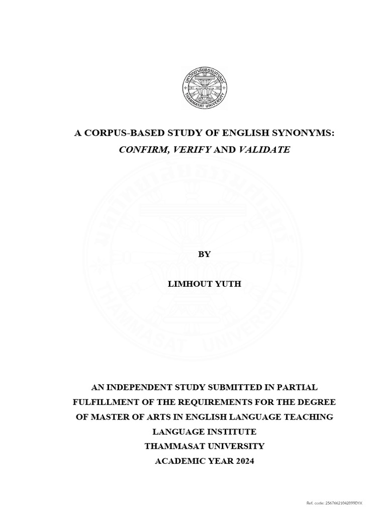 A Corpus-Based Study of English Synonyms - Confirm - Verify - Validate ...