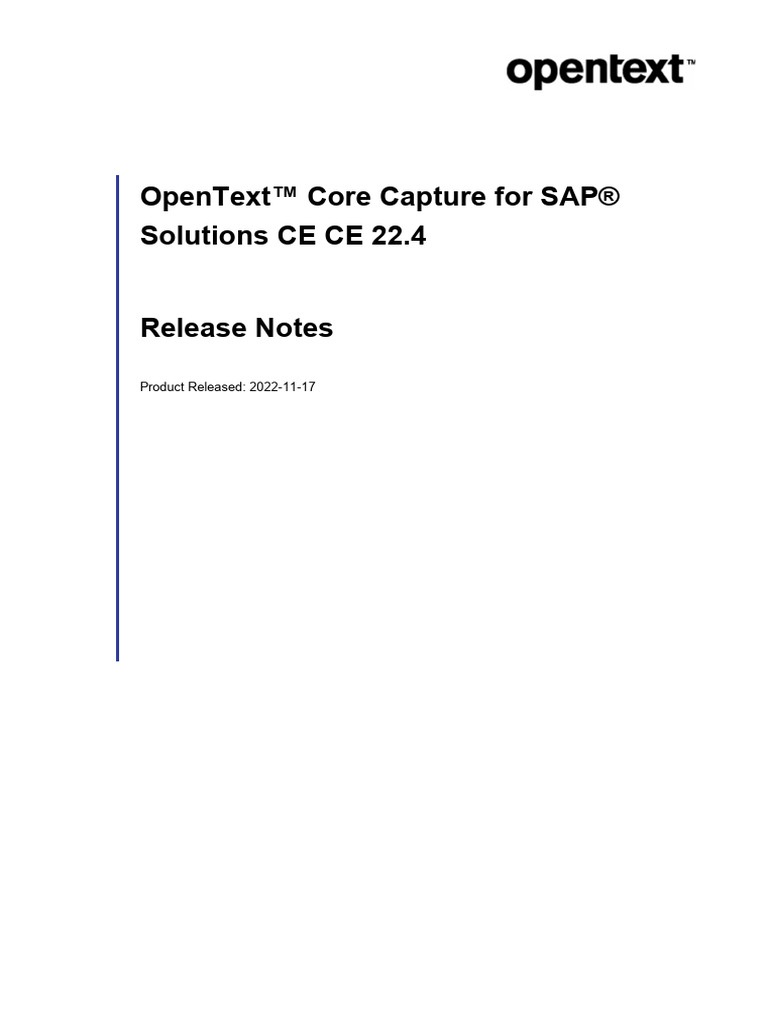 Core Capture For SAP Solutions CE 22.4 Release Notes | PDF | Computing