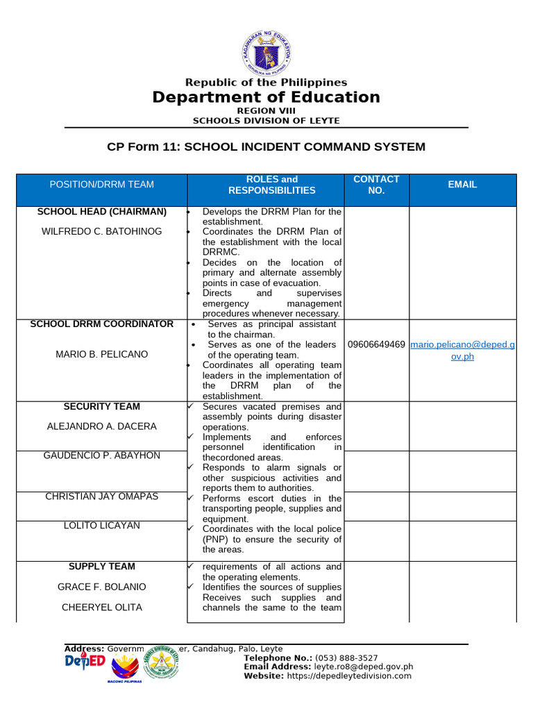 CP Form 11 | PDF | Public Safety | Civil Defense