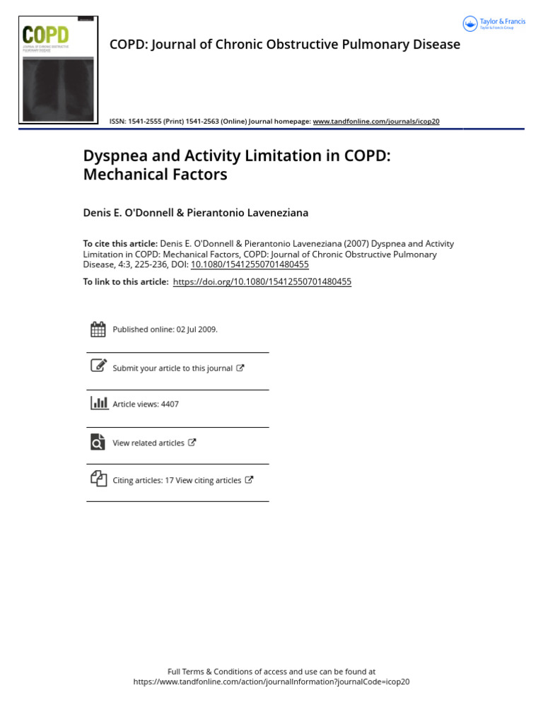 Dyspnea and Activity Limitation in COPD Mechanical Factors | PDF ...