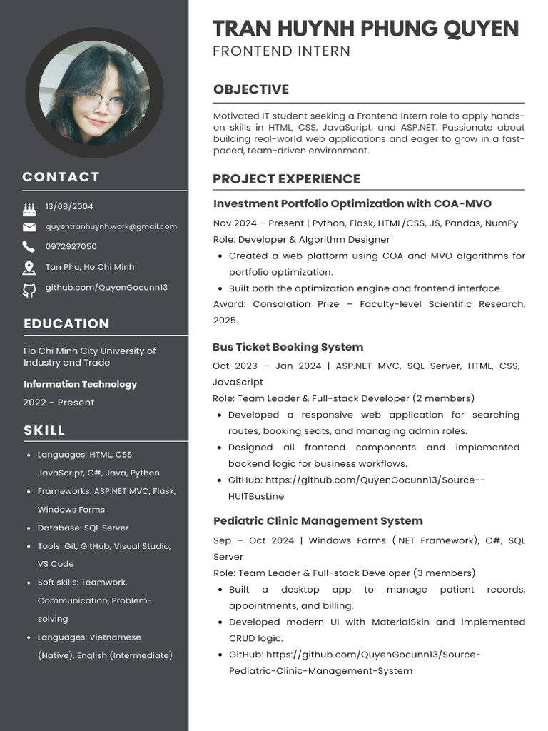 TranHuynhPhungQuyen Frontend Intern | PDF | Web Application | Model–View–Controller