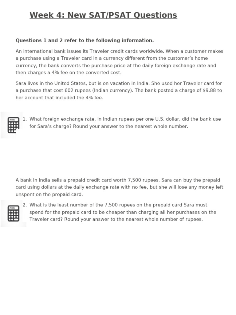 Week 4 New Psat Sat Questions | PDF