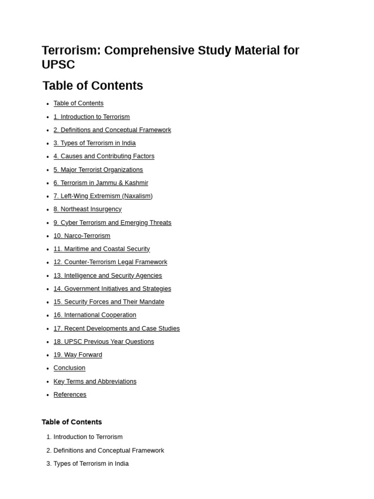 Terrorism Upsc Study | PDF | National Security