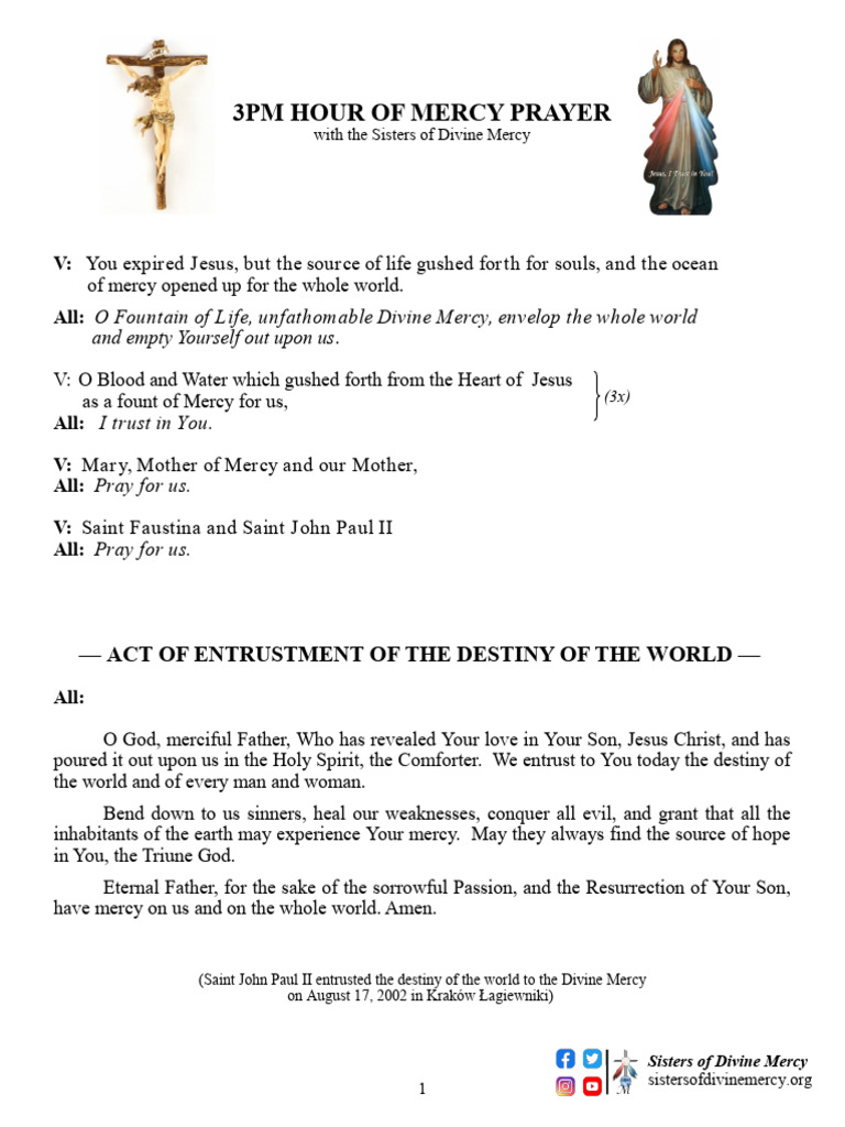 3pm Hour of Mercy Prayer | PDF | Mercy | God The Father