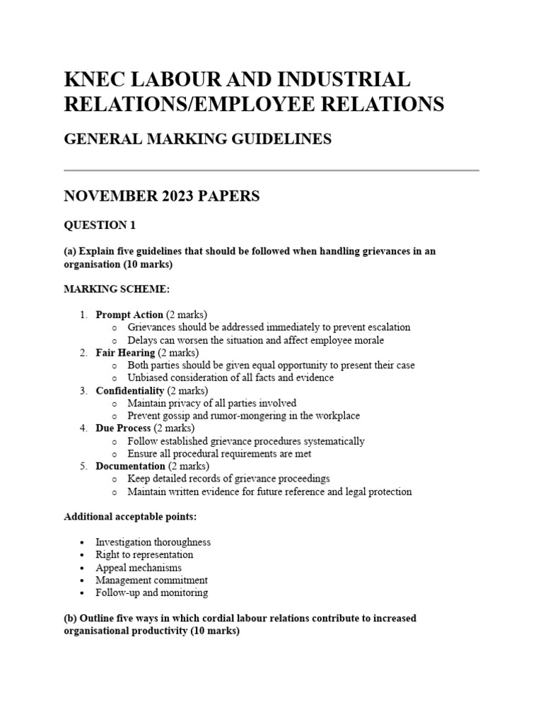 KNEC LABOUR AND INDUSTRIAL-EMLOYEE RELATIONS QUESTIONS AND ANSWERS-KNEC ...