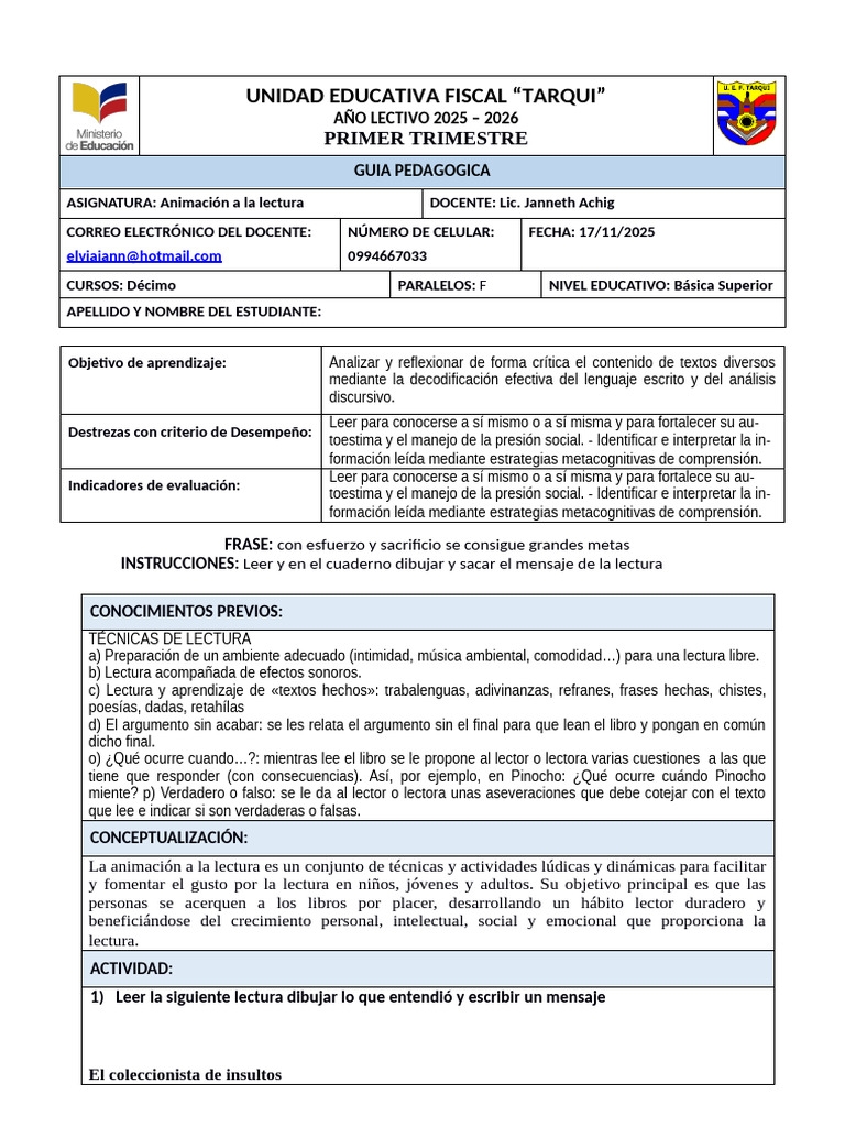GUIA PEDAGOGICA ANIMACION A LA LECTURA DECIMO | PDF | Samurai | Metacognición