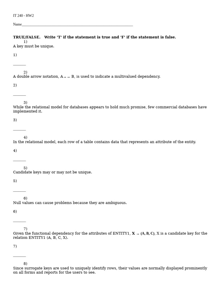 hw2 | PDF | Relational Model | Computer Data