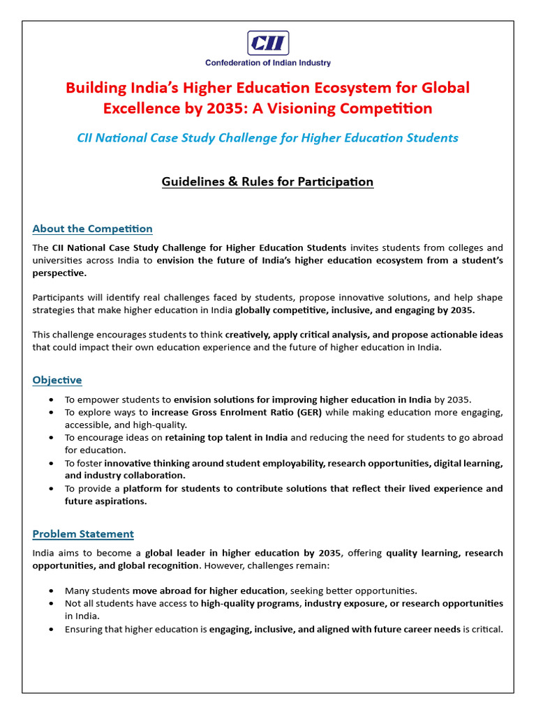 CII National Case Study Challenge 2025 | PDF | Learning