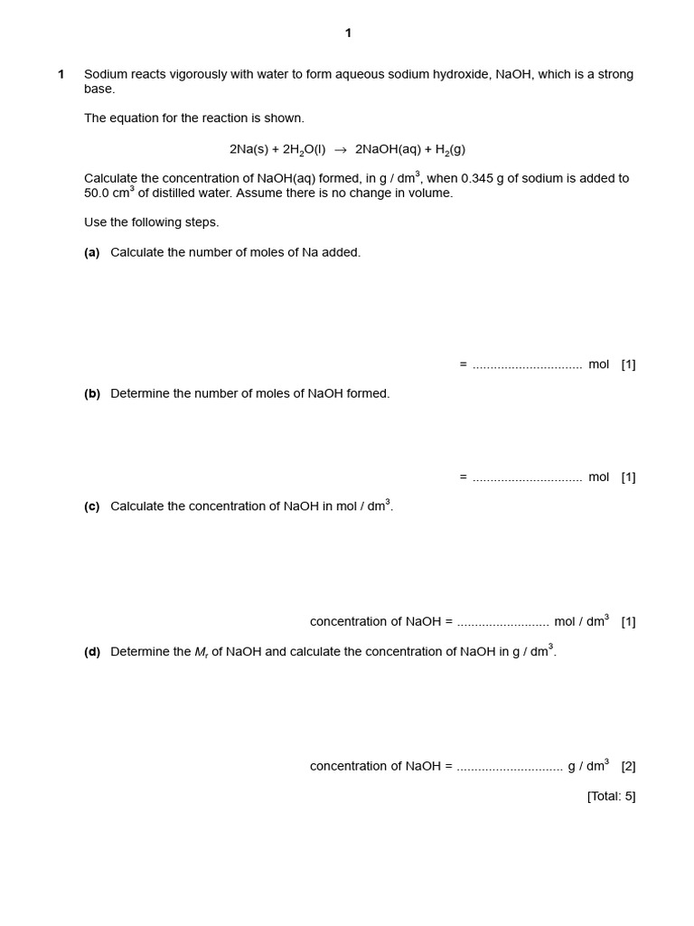 Practice Worksheet | PDF | Acid | Sodium Hydroxide