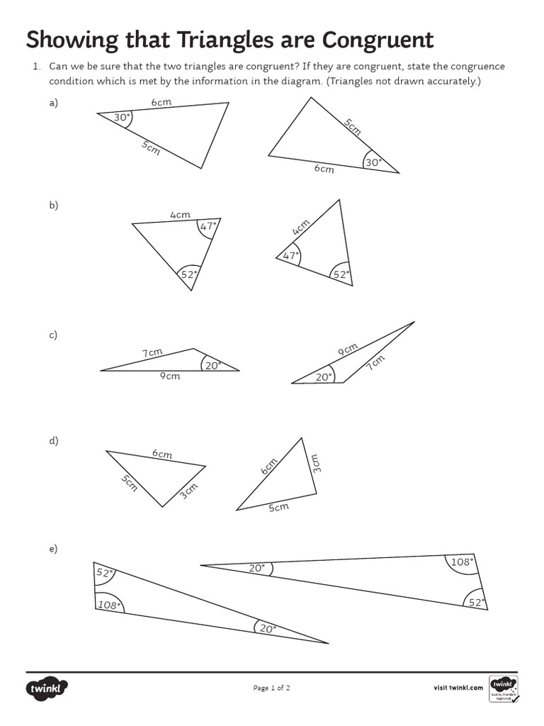 Similarity and Congruence - Showing That Triangles Are Congruent | PDF ...