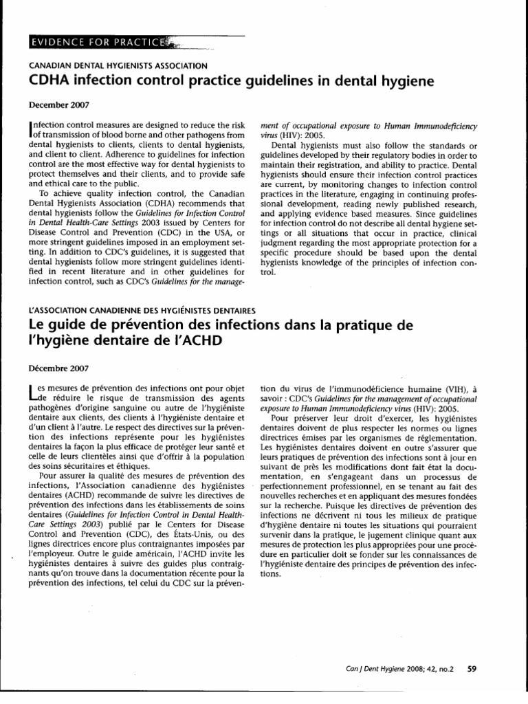 CDHA Infection Control | PDF | Infection Control | Hygiene