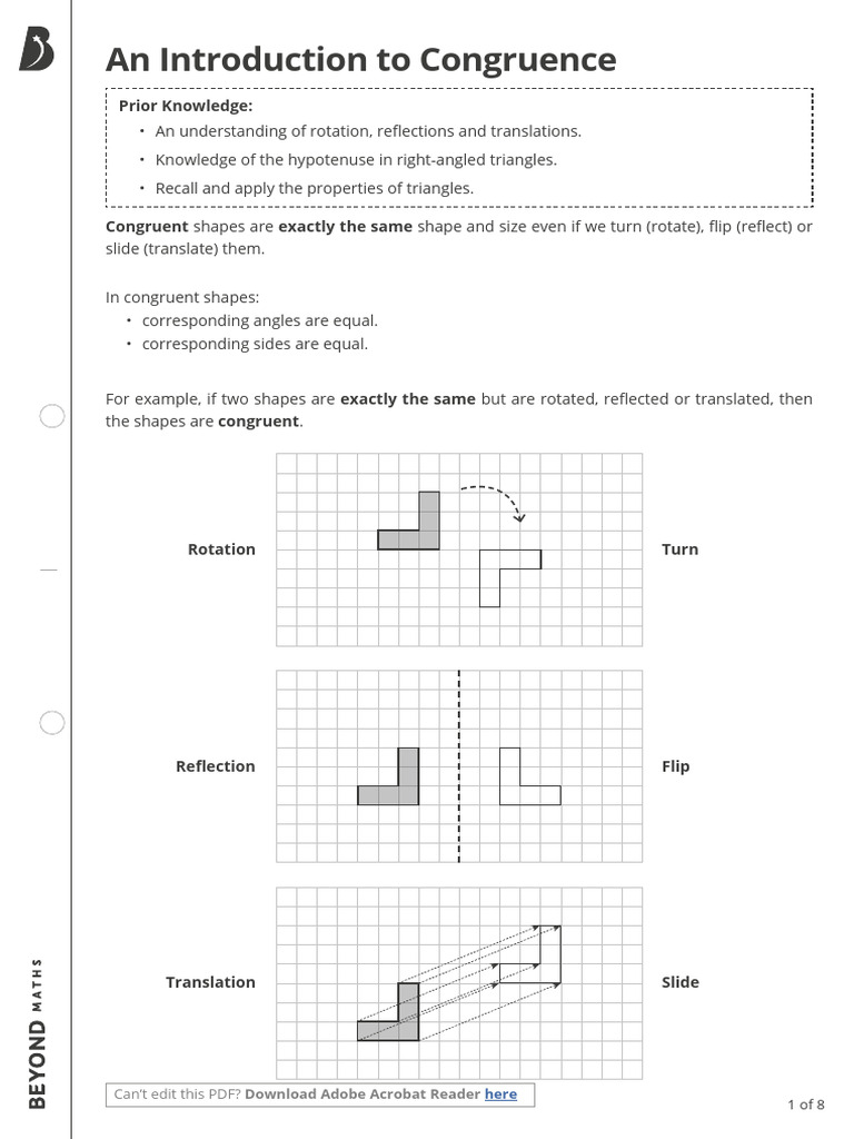An Introduction To Congruence (Interactive) | PDF | Triangle | Triangle ...
