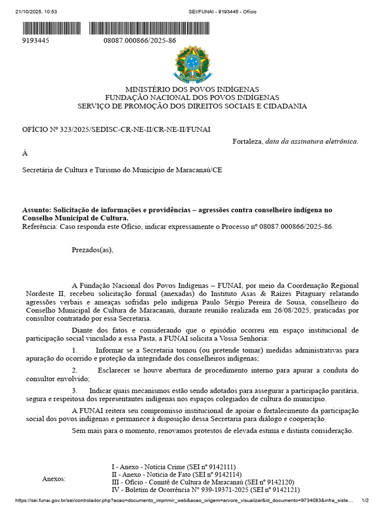 I - Ofício 323 (SEI nº 9193445) | PDF