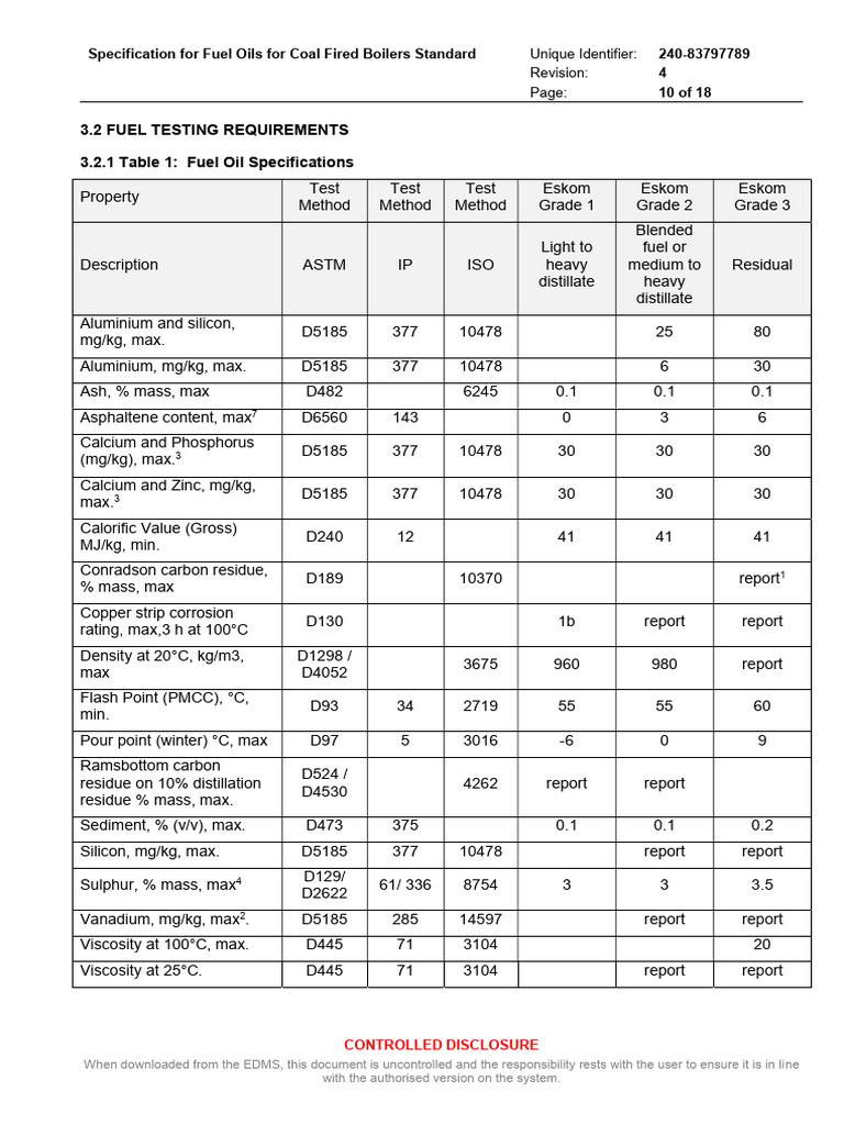 Fuel Oil Specifications | PDF | Fuel Oil | Magnesium