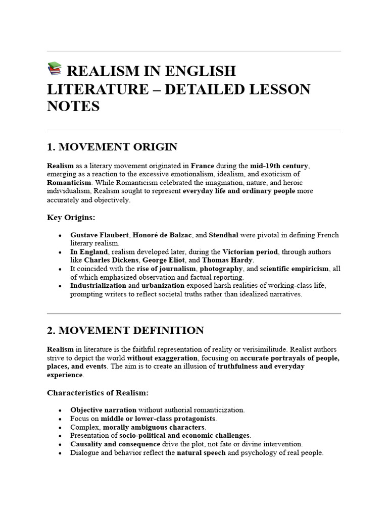 Understanding Realism in English Literature | PDF | Literary Realism ...