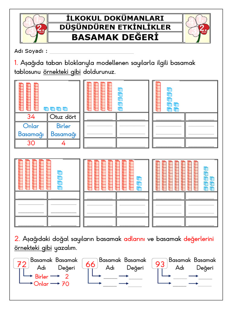 2 Sinif Basamak Degeri Etkinlikleri | PDF