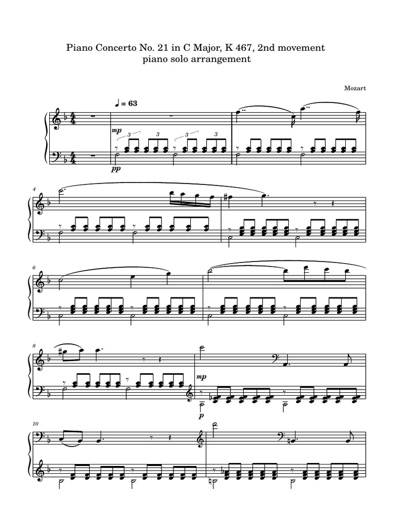 Piano Concerto No.21 in C Major K.467 Wolfgang Amadeus Mozart | PDF ...